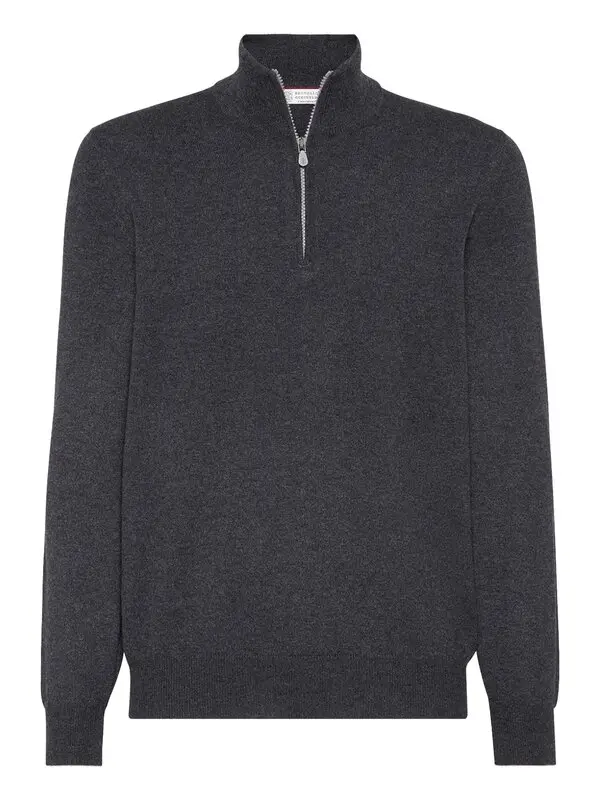 Brunello Cucinelli Cashmere Half-zip Sweater - Black