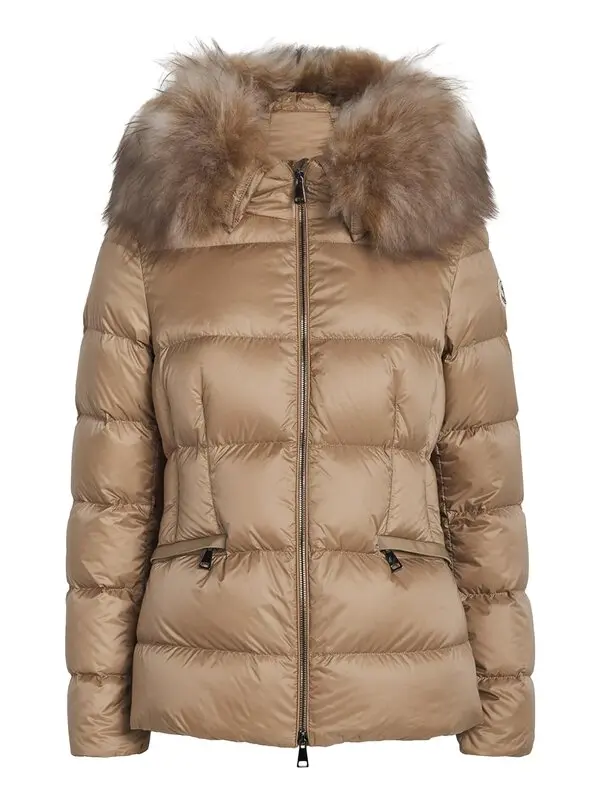 Moncler Shearling-trim Boed Puffer Jacket - Beige