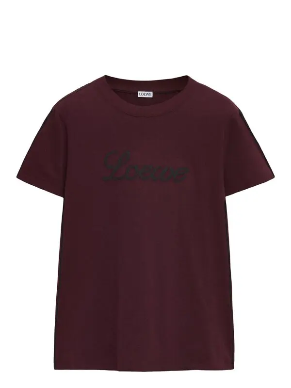 Loewe Stretch-cotton Logo T-shirt - Burgundy