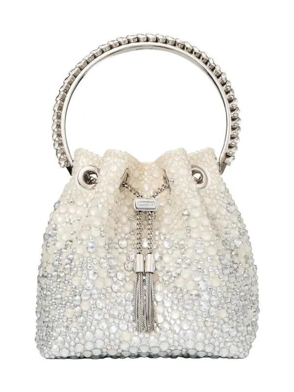 JIMMY CHOO Bon Bon Embellished Top-handle Bag - Ivory