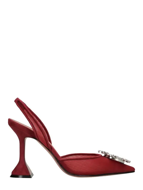 Amina Muaddi Mesh Begum Slingback Pumps 95 - Burgundy