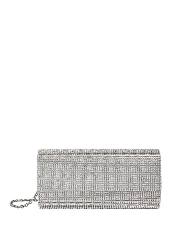 Judith Leiber Satin Perry Crystal-embellished Clutch - Silver