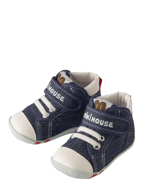 MIKI HOUSE Canvas Logo Strap Sneakers - Navy