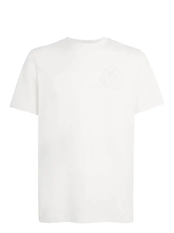 Moncler Cotton Flocked Logo T-shirt - Ivory
