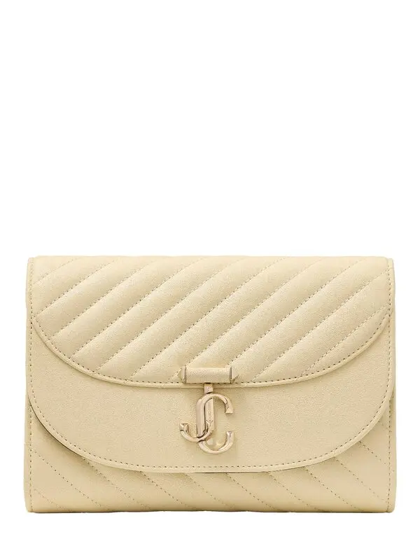 JIMMY CHOO Leather Clutch With Chain Strap - Beige