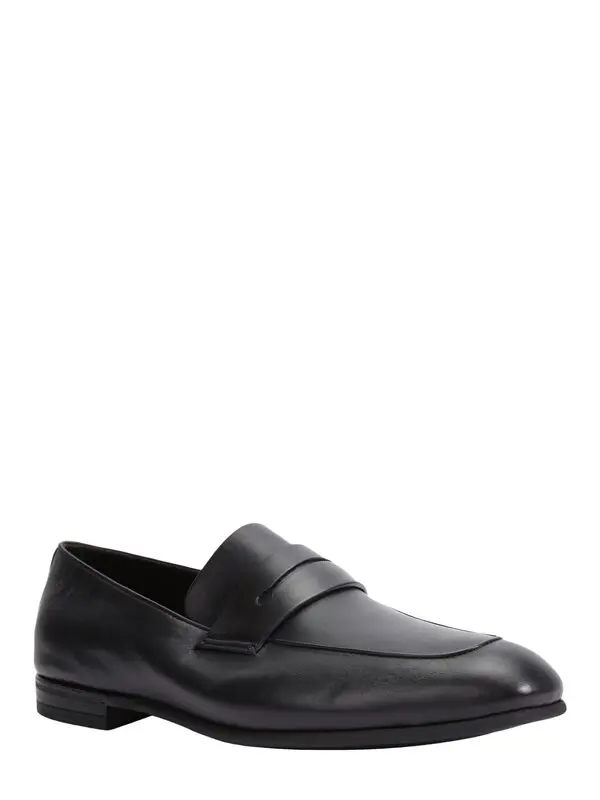 Zegna Asola Leather Penny Loafers - Navy