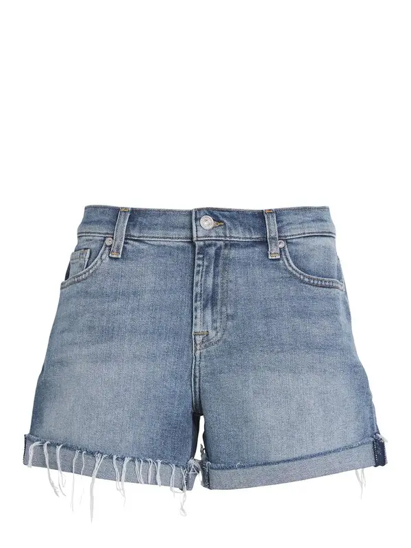 7 For All Mankind Mid-rise Denim Shorts - Blue