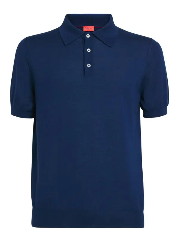 Isaia Cashmere-silk Knit Polo Shirt - Blue