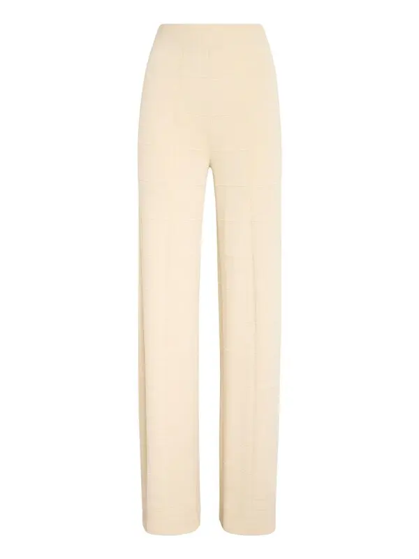 JOSEPH Grid Knit Straight Trousers - Beige