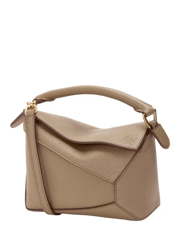 Loewe Mini Leather Puzzle Edge Top-handle Bag - Brown