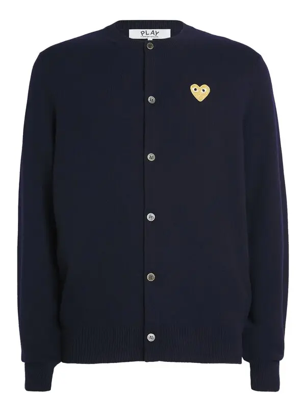 Play Comme Des Garcon Wool Heart Cardigan - Navy