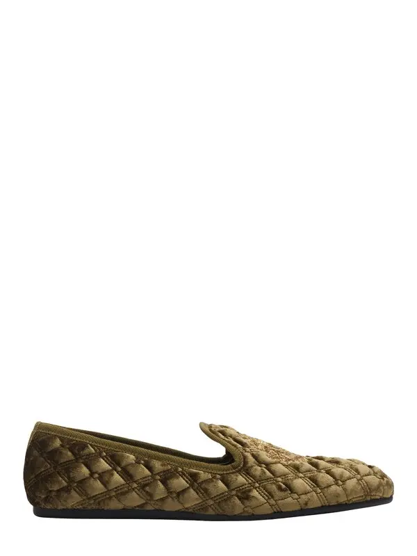 Burberry Velvet Quilted Slippers - Beige