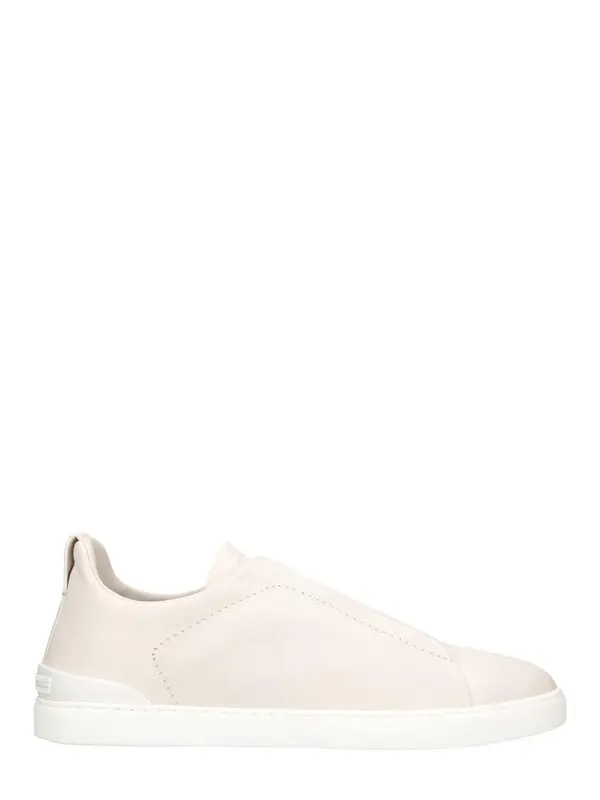 Zegna Leather Triple Stitch Secondskin Sneakers - White
