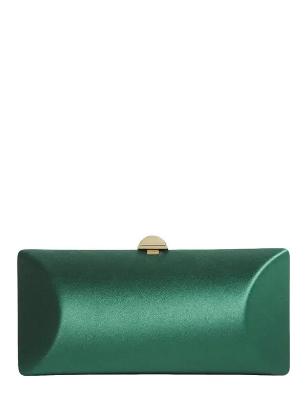 Rodo Silk Satin Tube Clutch - Green