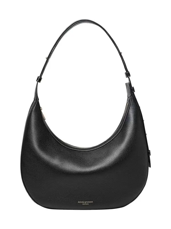 ASPINAL OF LONDON Leather Hudson Crescent Cross-body Bag - Black