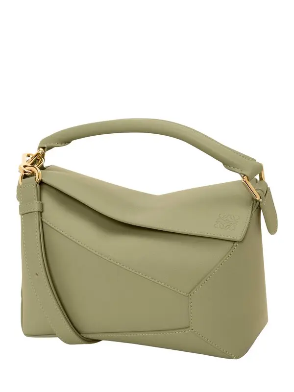 Loewe Small Leather Top-handle Puzzle Edge Bag - Green