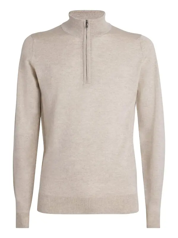 John Smedley Extra Fine Merino Wool Tapton Half-zip Sweater - Grey
