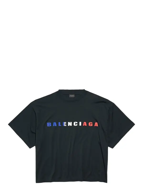 Balenciaga Cotton Cropped Logo T-shirt - Black