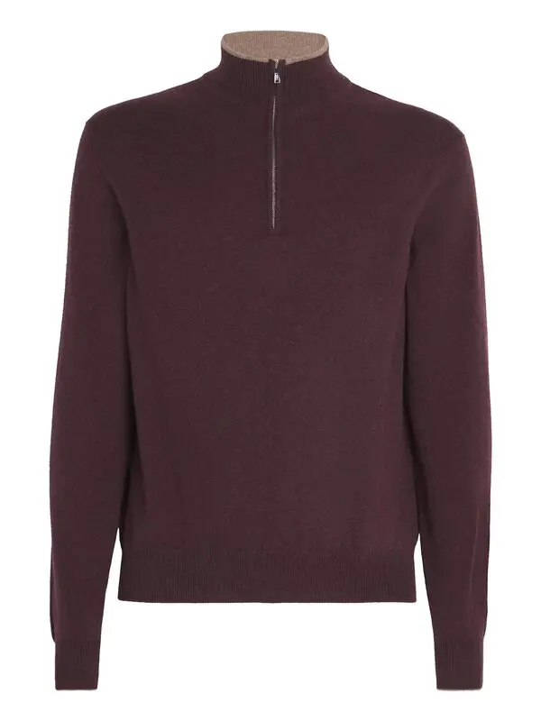FIORONI CASHMERE Cashmere Half-zip Pullover - Burgundy