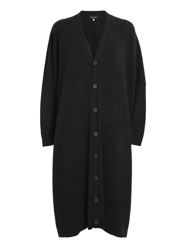 Eskandar Cashmere Longline Cardigan - Black