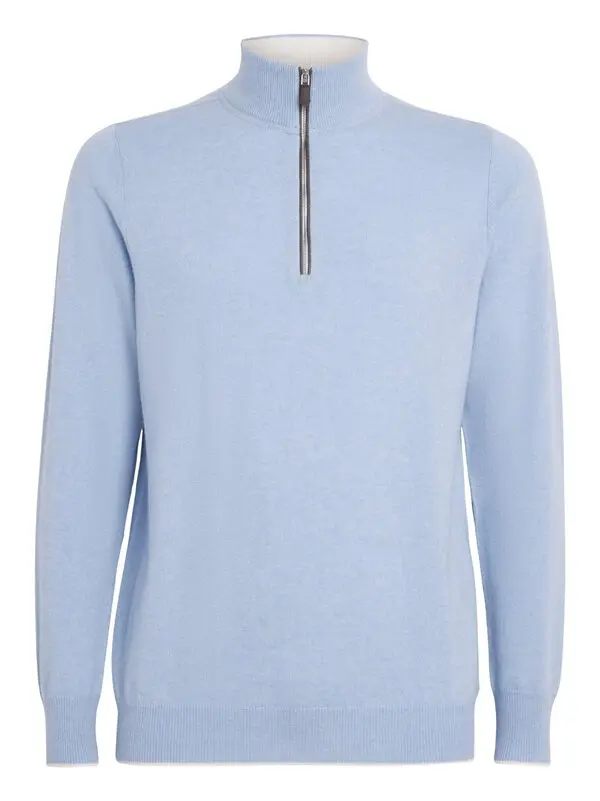N.peal Cashmere Quarter-zip Carnaby Sweater - Blue