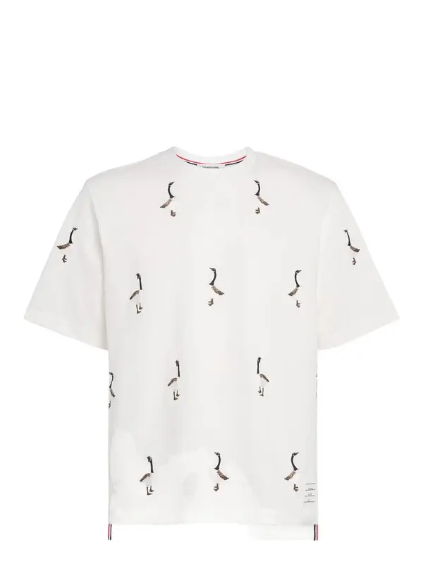 Thom Browne Cotton Embroidered Geese T-shirt - White