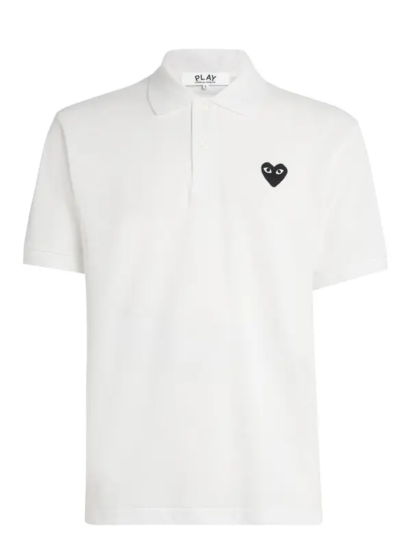Play Comme Des Garcon Heart Logo Polo Shirt - White