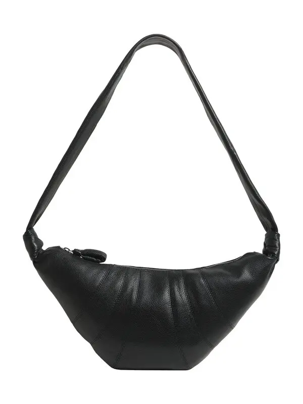 LEMAIRE Medium Grained Leather Croissant Shoulder Bag - Black