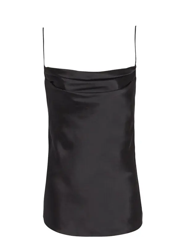 Balmain Silk Draped Top - Black