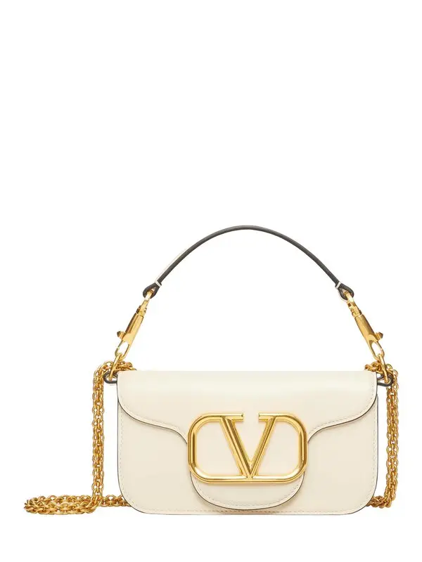 Valentino Garavani Small Leather Locò Shoulder Bag - White