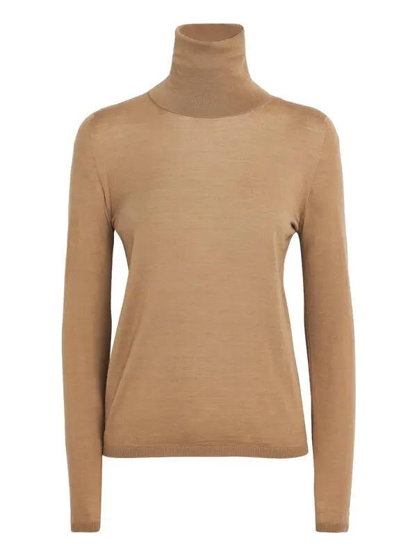 Max Mara Virgin Wool Rollneck Sweater - Beige