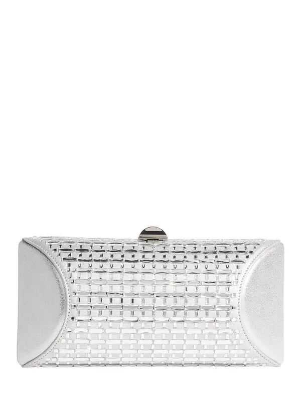 Rodo Embellished Tube Plus Clutch Bag - Silver