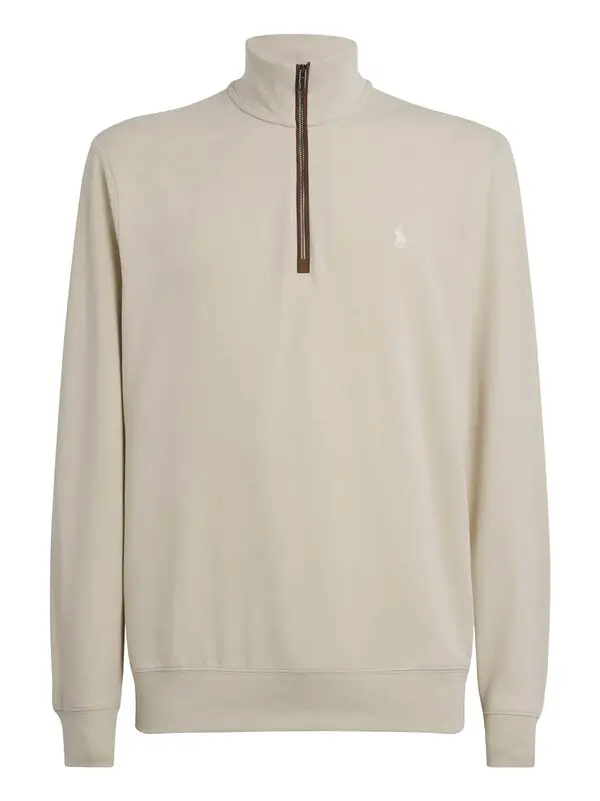 Rlx Ralph Lauren Cotton-blend Quarter-zip Sweater - Beige