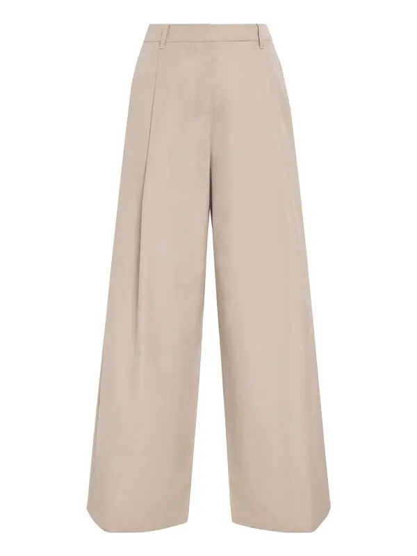 Max Mara Cotton Poplin Wide-leg Trousers - Beige