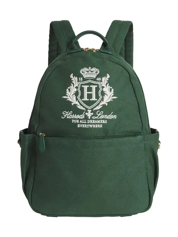 Harrods Cotton Emblem Backpack - Green