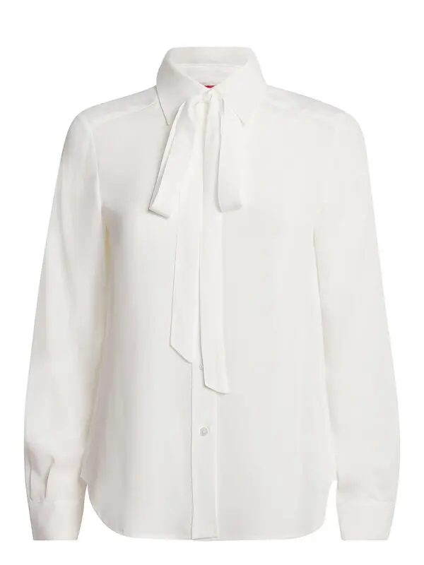 Max & Co. Crepe De Chine Scarf-neck Shirt - White
