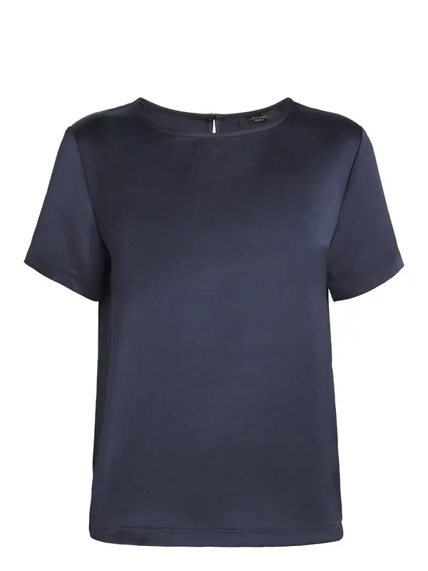 Max Mara Satin-front T-shirt - Navy
