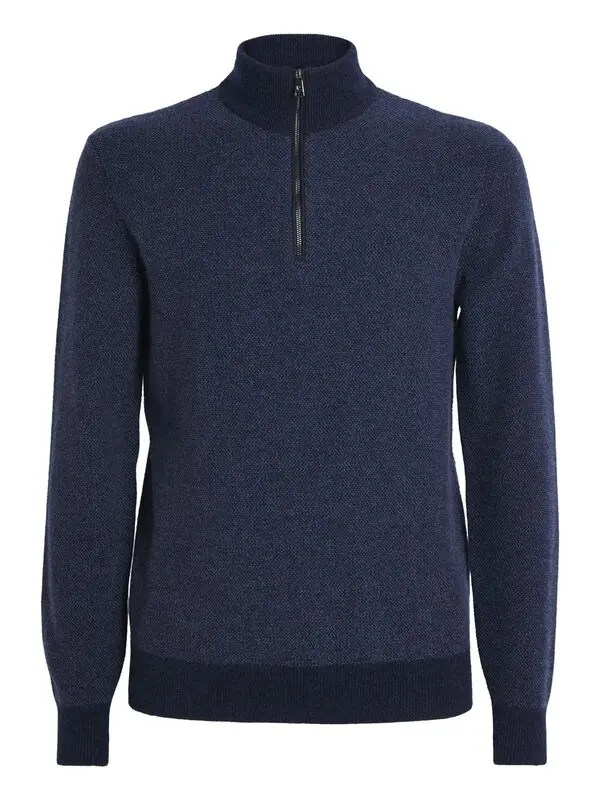 Ralph Lauren Purple Label Cashmere Quarter-zip Sweater - Navy