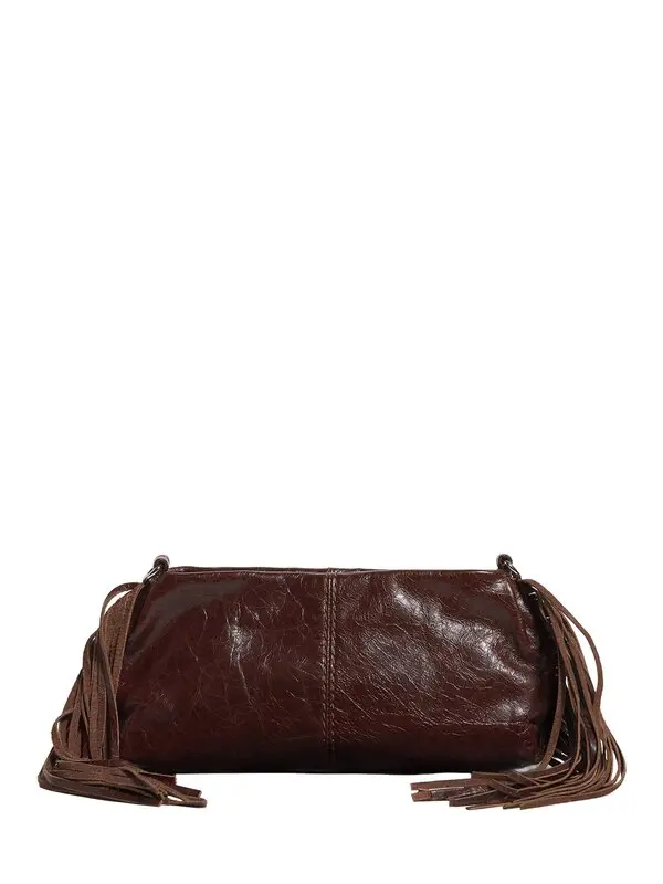 Maje Leather Miss M Clutch - Brown