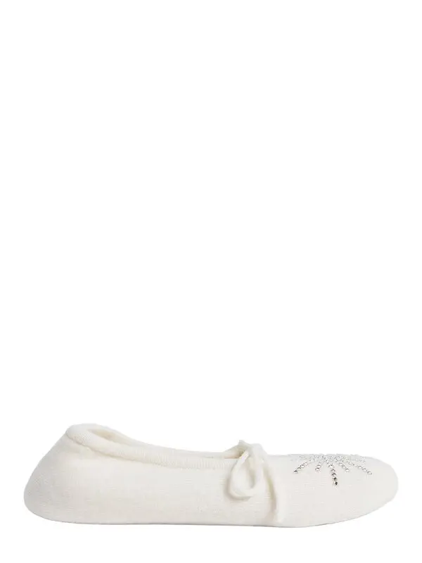 WILLIAM SHARP Cashmere Embellished Dolly Slippers - White