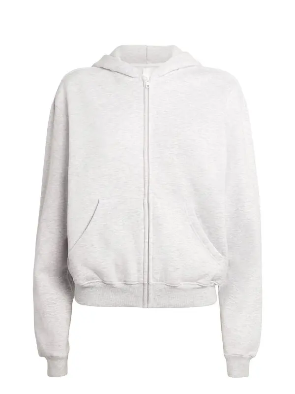 SKIMS Cotton-blend Fleece Classic Zip-up Hoodie - Grey