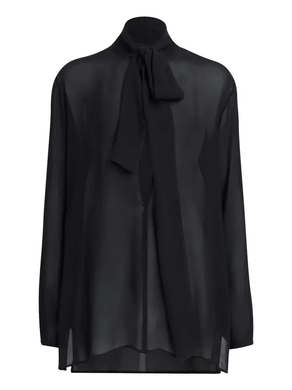 Alaïa Georgette Pussy-bow Blouse - Black