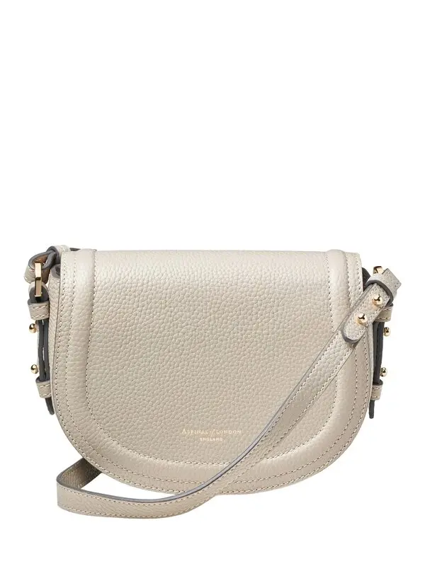 ASPINAL OF LONDON Small Leather Stella Cross-body Satchel - Grey