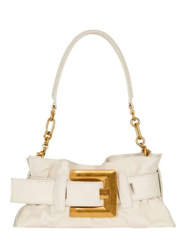 Balmain Mini Leather Anthem Shoulder Bag - White