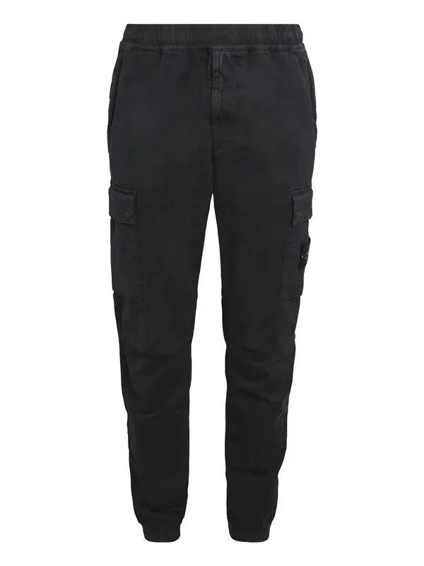 Stone Island Stretch-cotton Cargo Trousers - Black