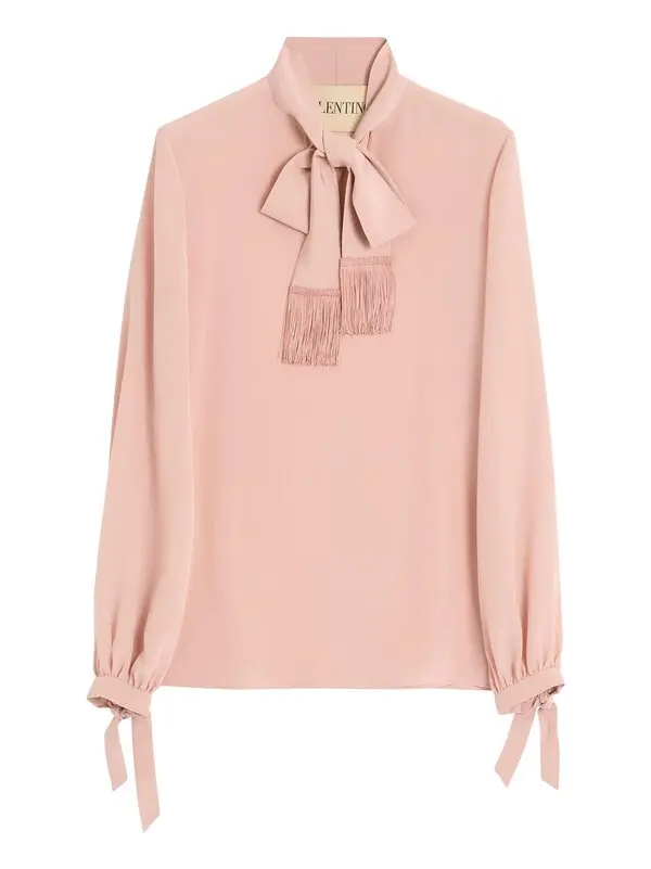 Valentino Garavani Silk Fringed Blouse - Pink