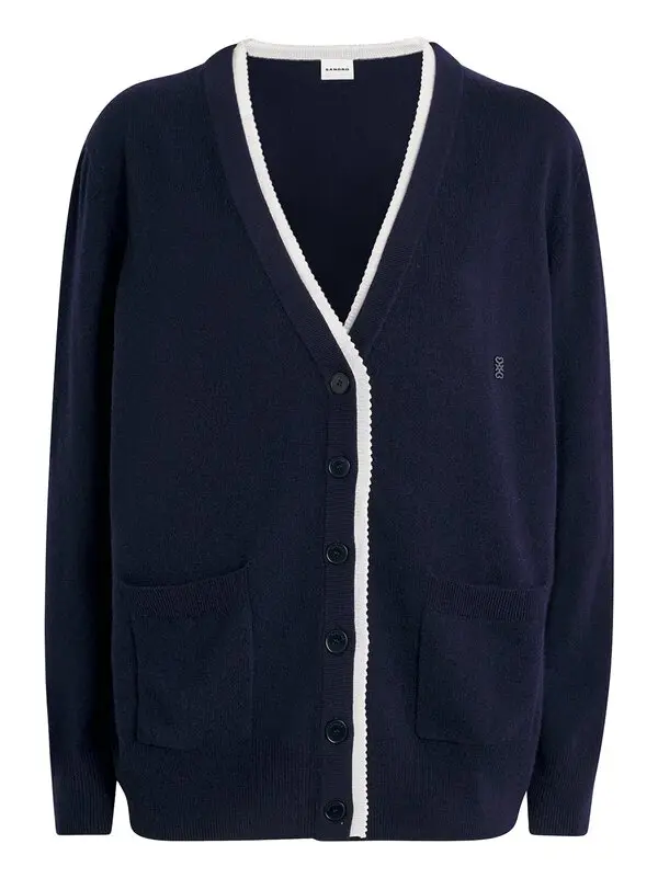 Sandro Wool-cashmere Button Cardigan - Blue