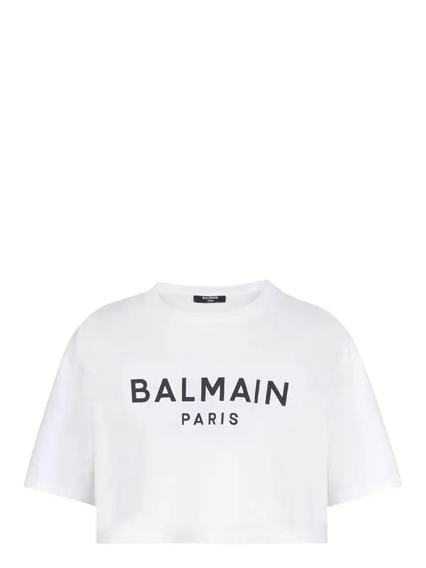 Balmain Cropped Logo T-shirt - White
