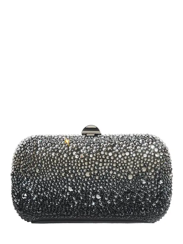 Rodo Satin Embellished Clutch - Black