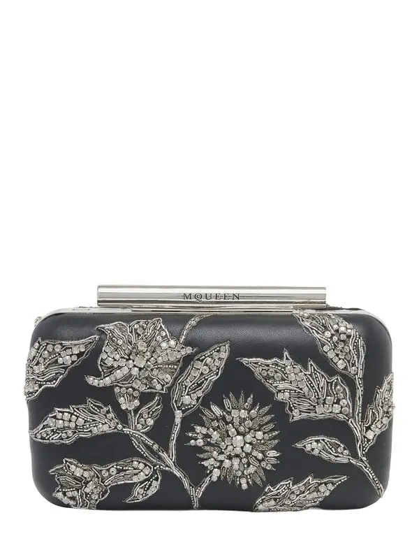 Alexander McQueen Embellished T-bar Box Clutch - Metallic